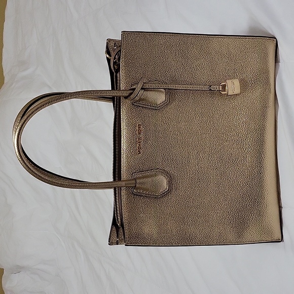 Michael Kors | Bags | Michael Kors Metallic Gold Leather Tote 2 X 5 X 1 ...